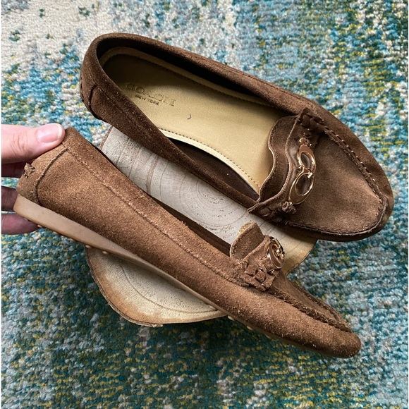 Coach | Shoes | Coach Fortunata Brown Suede Signature Logo Loafers Size ...